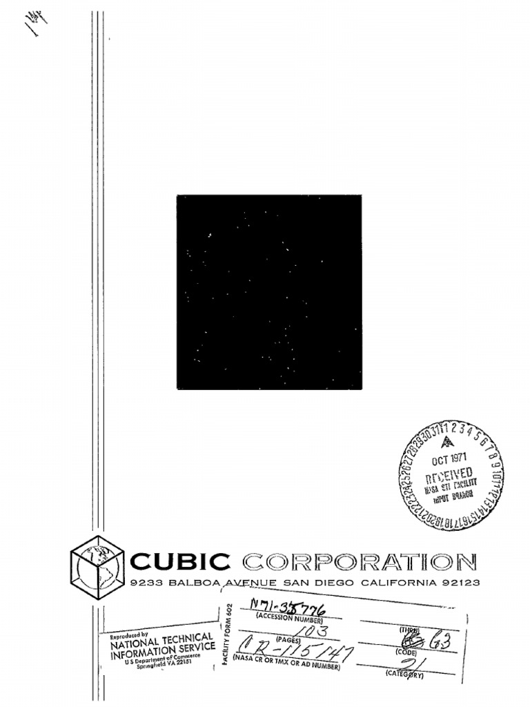 NASA. Cubic Corporation. Final Technical Report CR100 Implementation Study For Space Shuttle | PDF