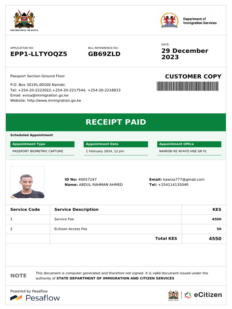 Epp1-Lltyoqz5-Immigration Receipt | PDF | Passport | International Law