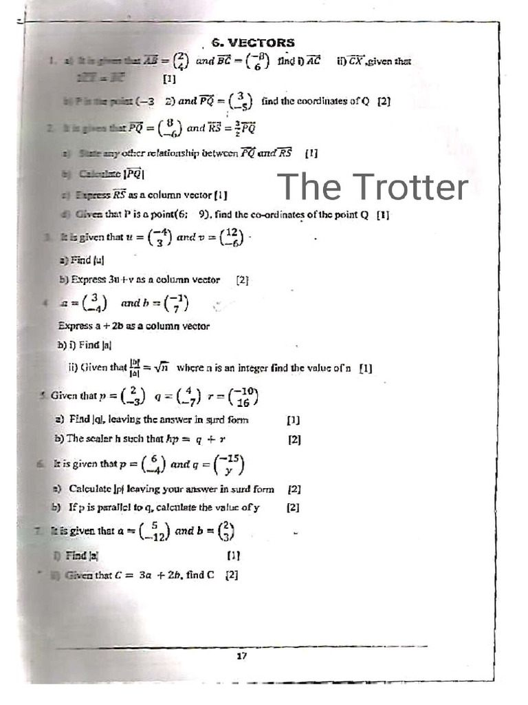 Vectors O Level Questions & Answers | PDF