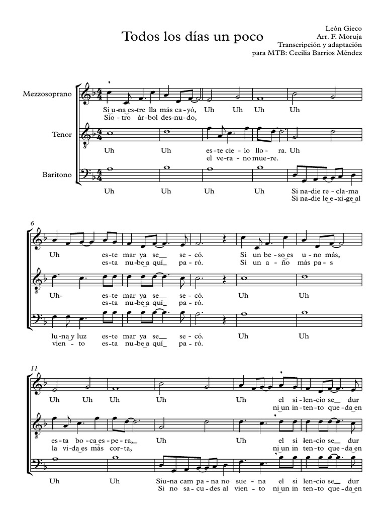 Todos Los Días Un Poco - Partitura Completa | PDF