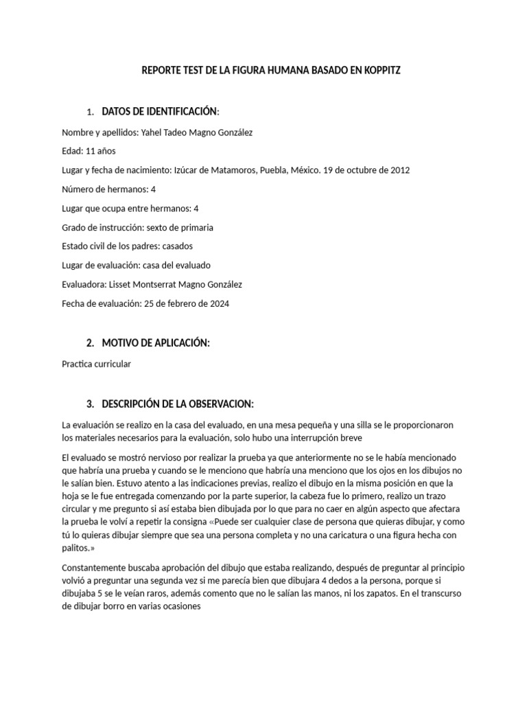 Dibujo Humano Reporte | PDF | Aprendizaje | Cognición