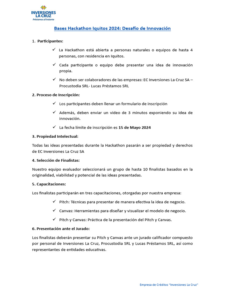 ILC Bases Hackathon Iquitos 2024 | PDF