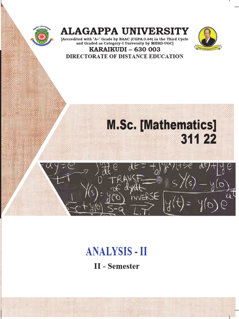 PG - M.sc. - Mathematics - 311 22 - Analysis II | PDF