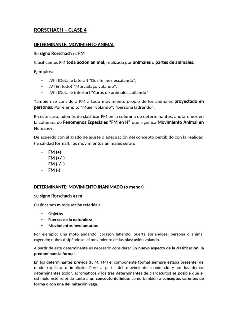 Rorschach Clase 4 | PDF