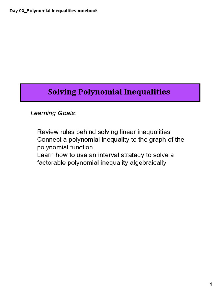 Day 03 - Polynomial Inequalities | PDF