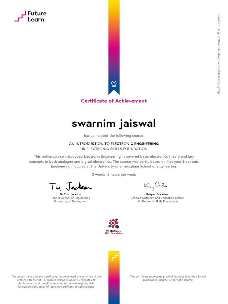 An-Introduction-To-Electronic-Engineering Certificate of Achievement ...