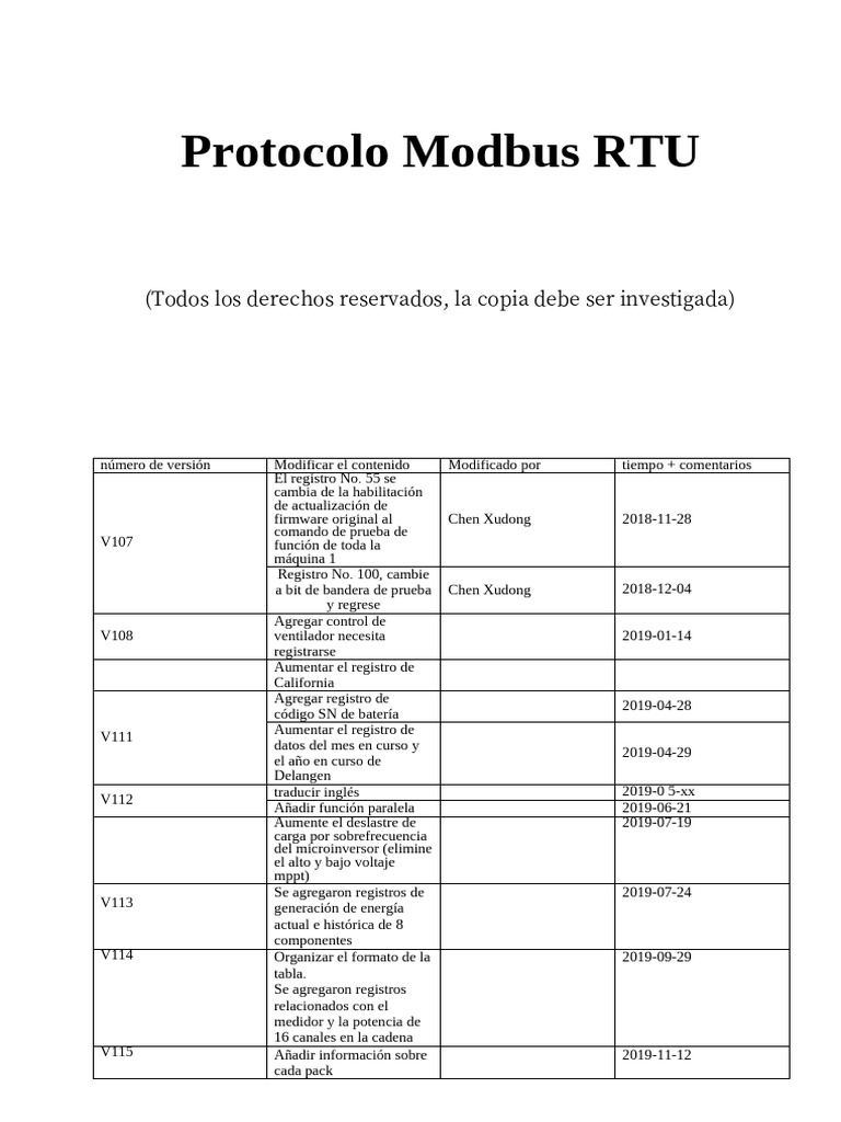 Protocolo Sunsynk - Modbus Traducido | PDF