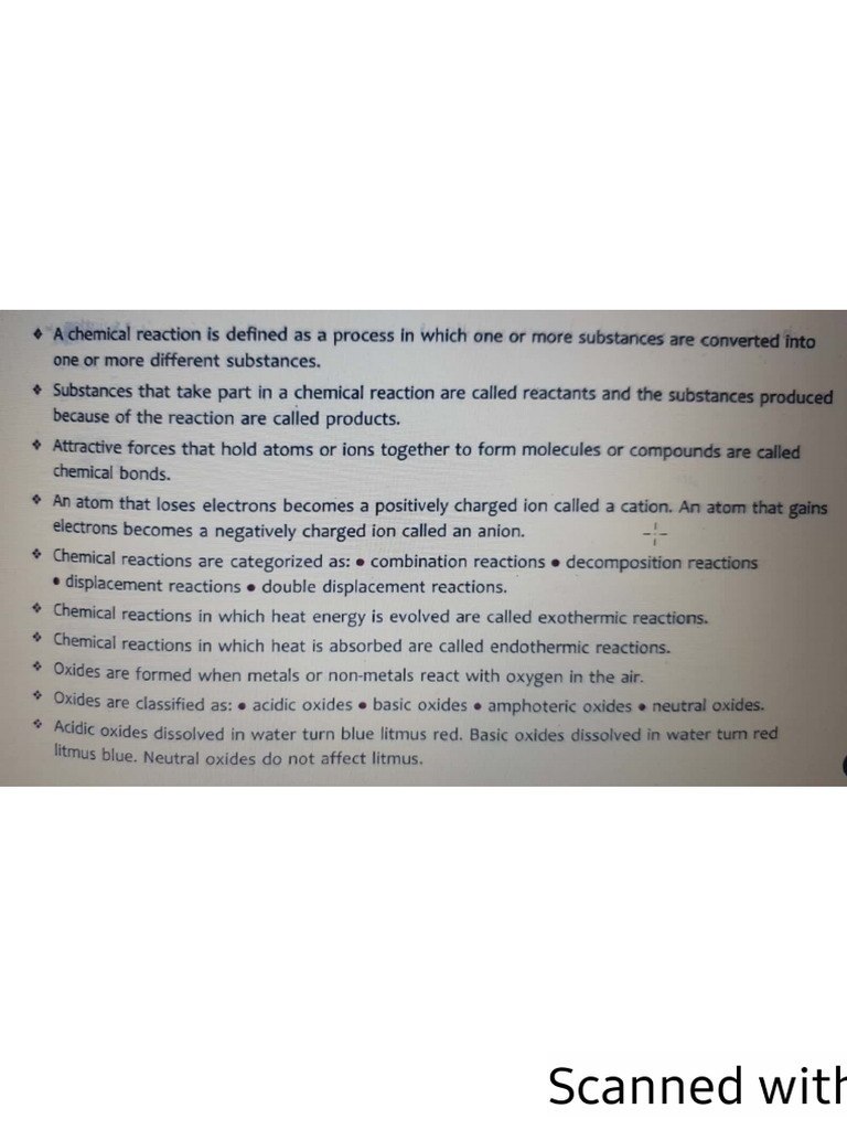 Chemical Reaction Points and Metal Activity Series-1 | PDF
