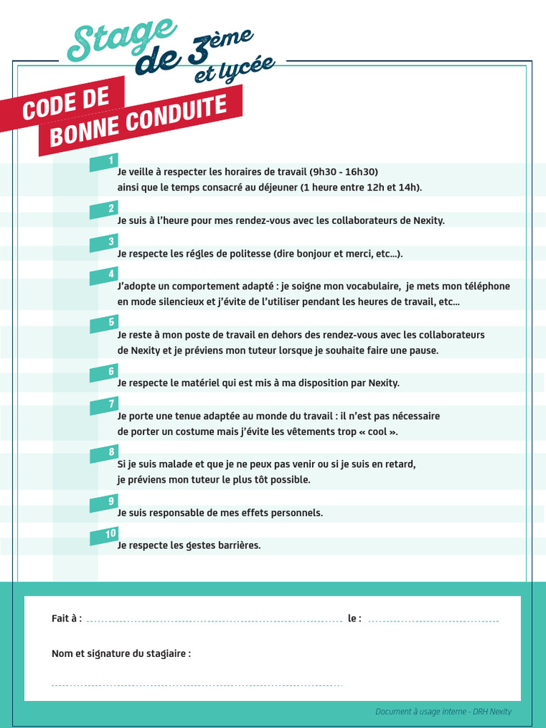 NEXITY Code Bonne Conduite Stage | PDF