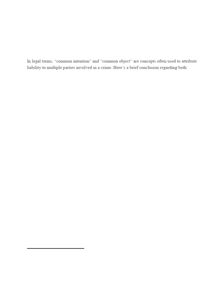 Common Intention and Common Object | PDF