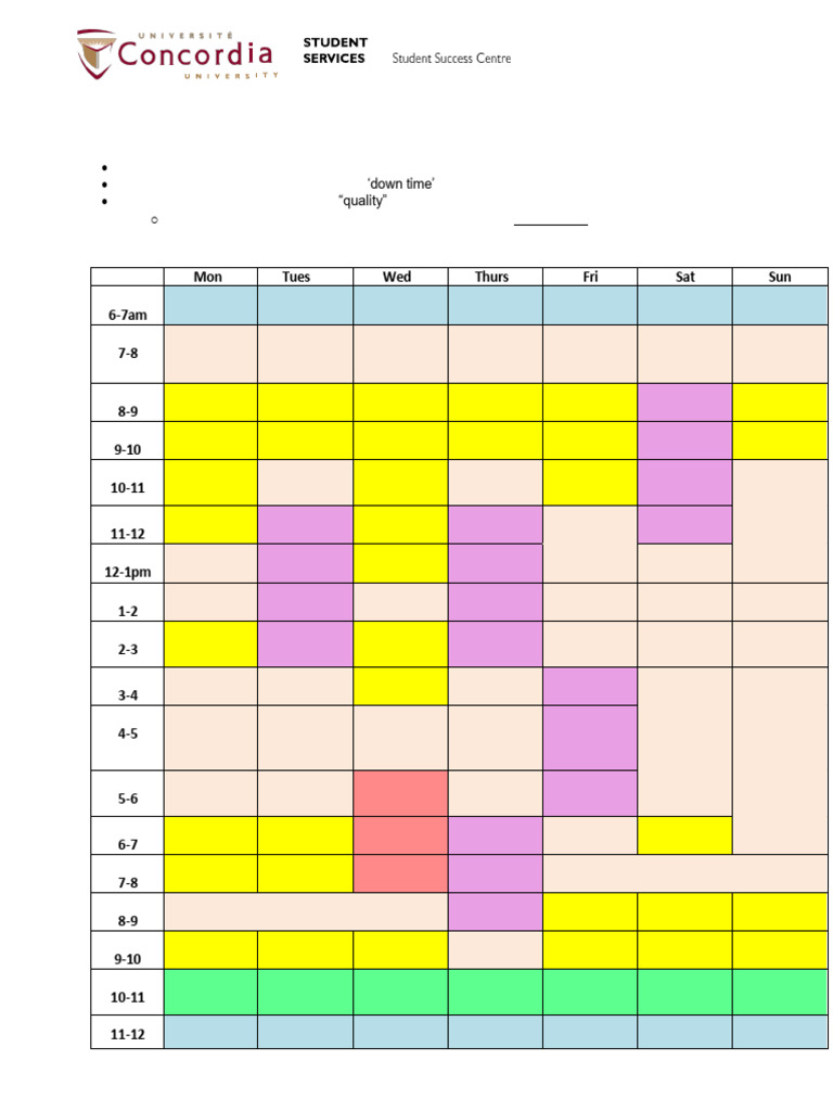 Finding Time To Study Grid | PDF | Lunch | Foods