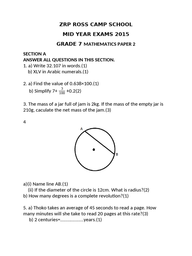 Grade 7 Maths p2 | PDF
