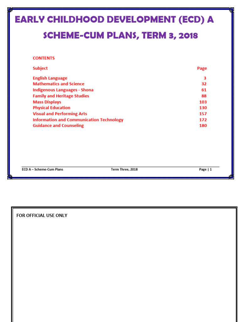 ECD A Term 3 Scheme - 2018 With Blanks | PDF