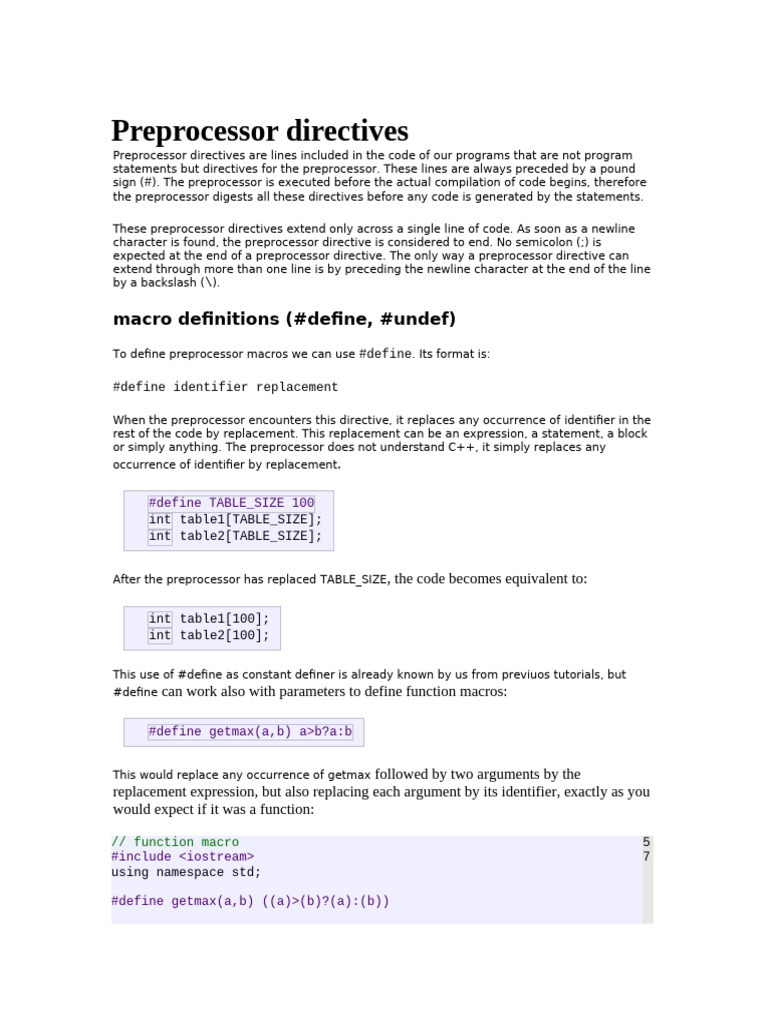 Preprocessor Directives | PDF