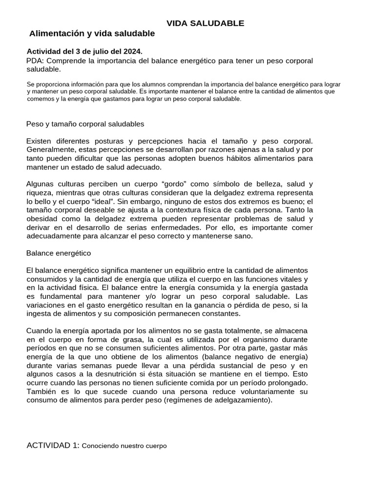 clase de vida saludable 2 | PDF