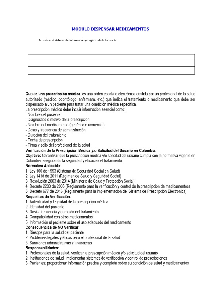 Guía para Dispensar Medicamentos en Colombia | PDF
