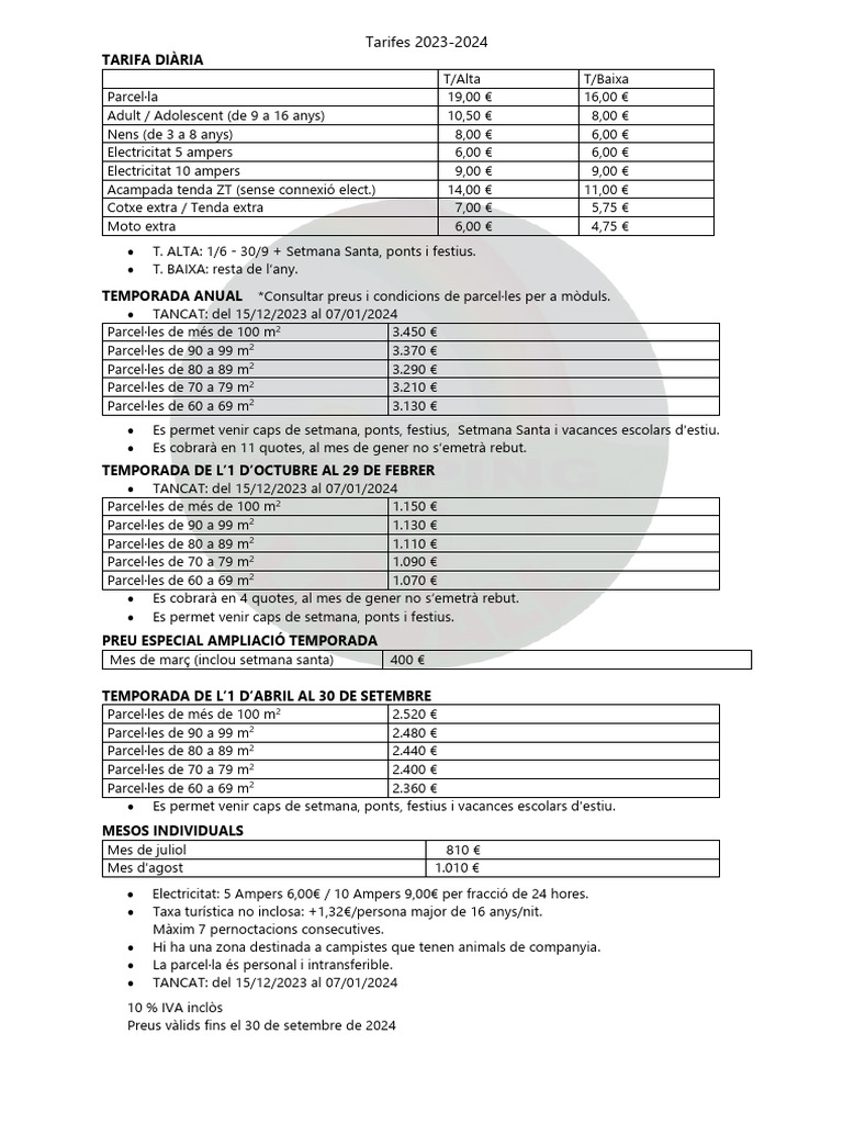 tarifa-2023-2024-cat (1) | PDF