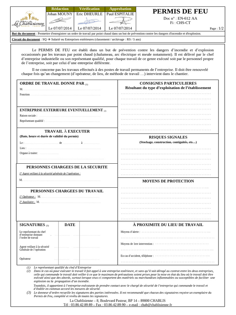 Annexe 21d EN-612+AA+Permis+de+Feu | PDF