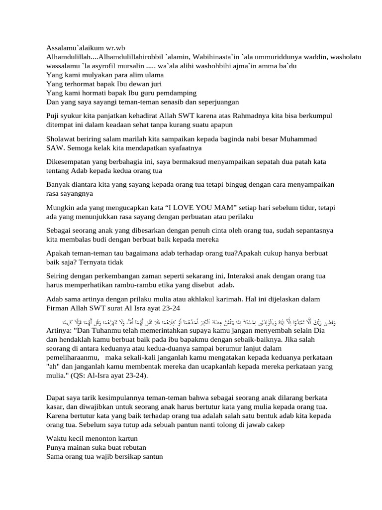 Adap Kepada Ortu Ulum | PDF