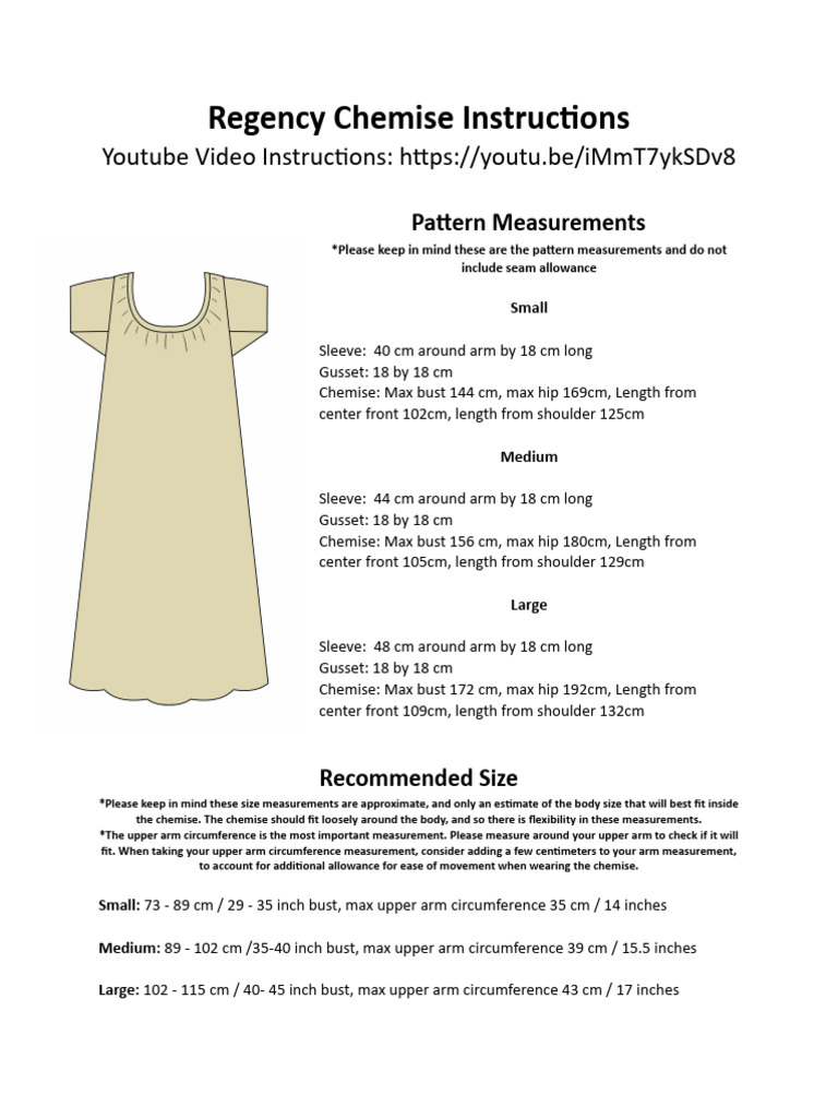 Instructionsfor Regency Chemise | PDF