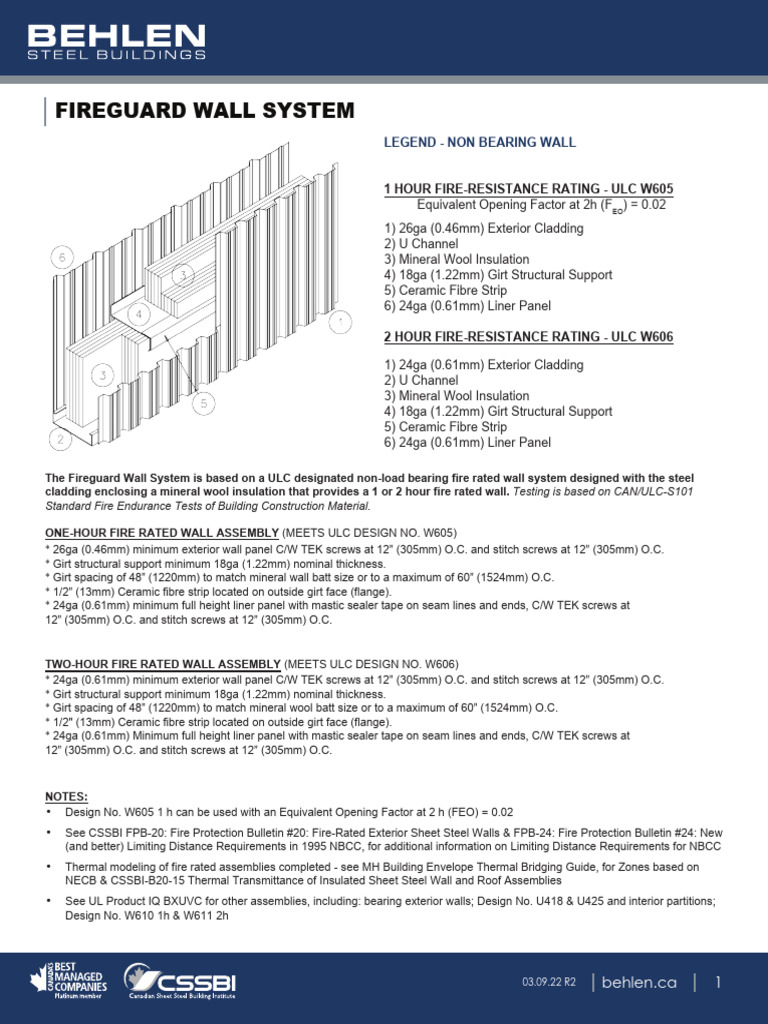 BEHLEN Fireguard Wall System Oct 2023 | PDF | Wall | Building Insulation