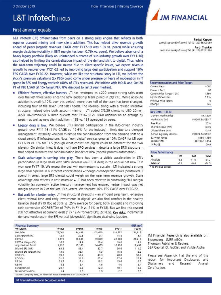 (JMFL) LTI InitiatingCoverage 03oct2019 | PDF