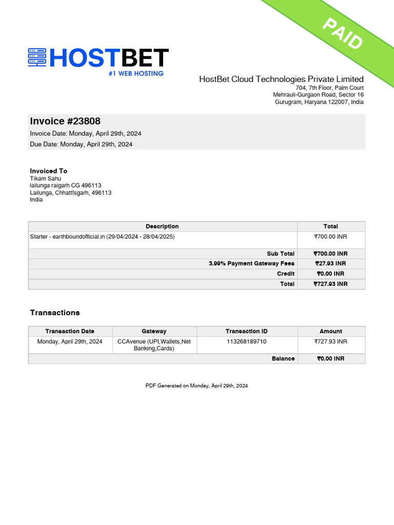 Invoice 23808 | PDF