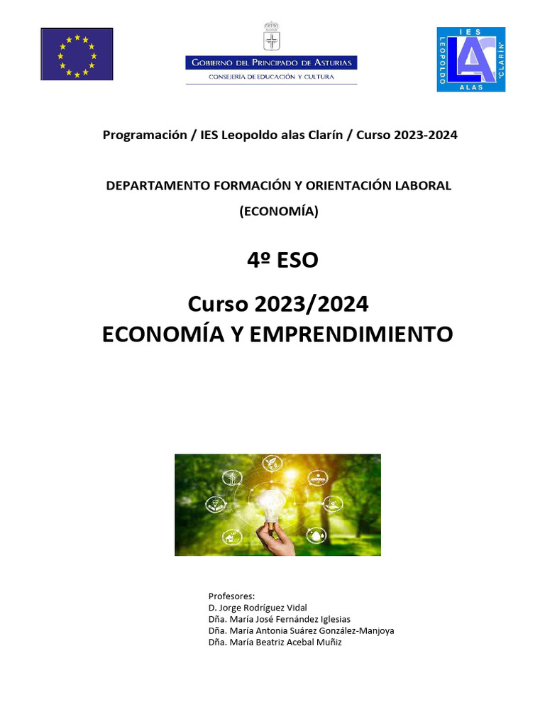 4o ESO Economia y Emprendimiento | PDF