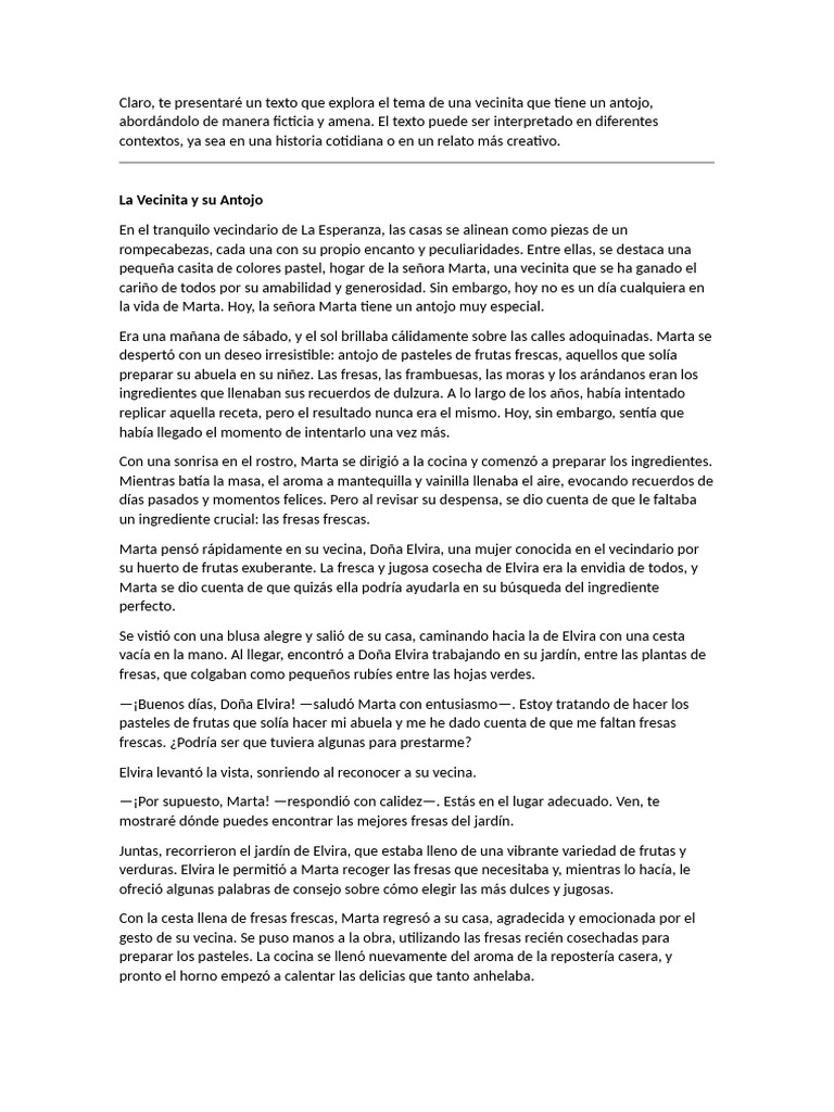 La Vecinita y de Su Antojo) | PDF