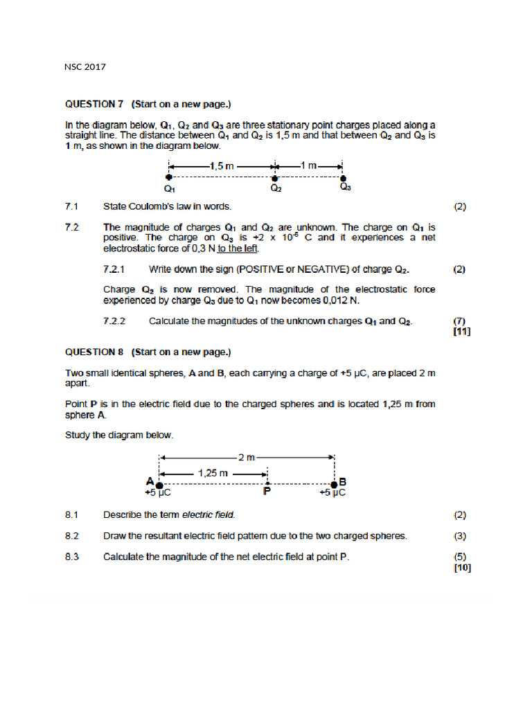 Electrostatics Past Paper Questions_ | PDF