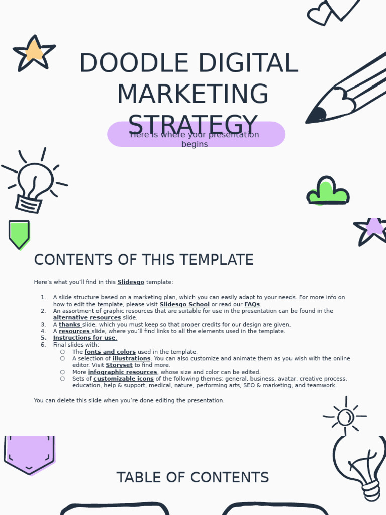 Doodle Digital Marketing Strategy - by Slidesgo | PDF