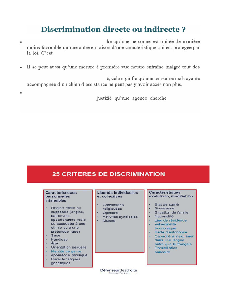Discrimination Directe Ou Indirecte | PDF