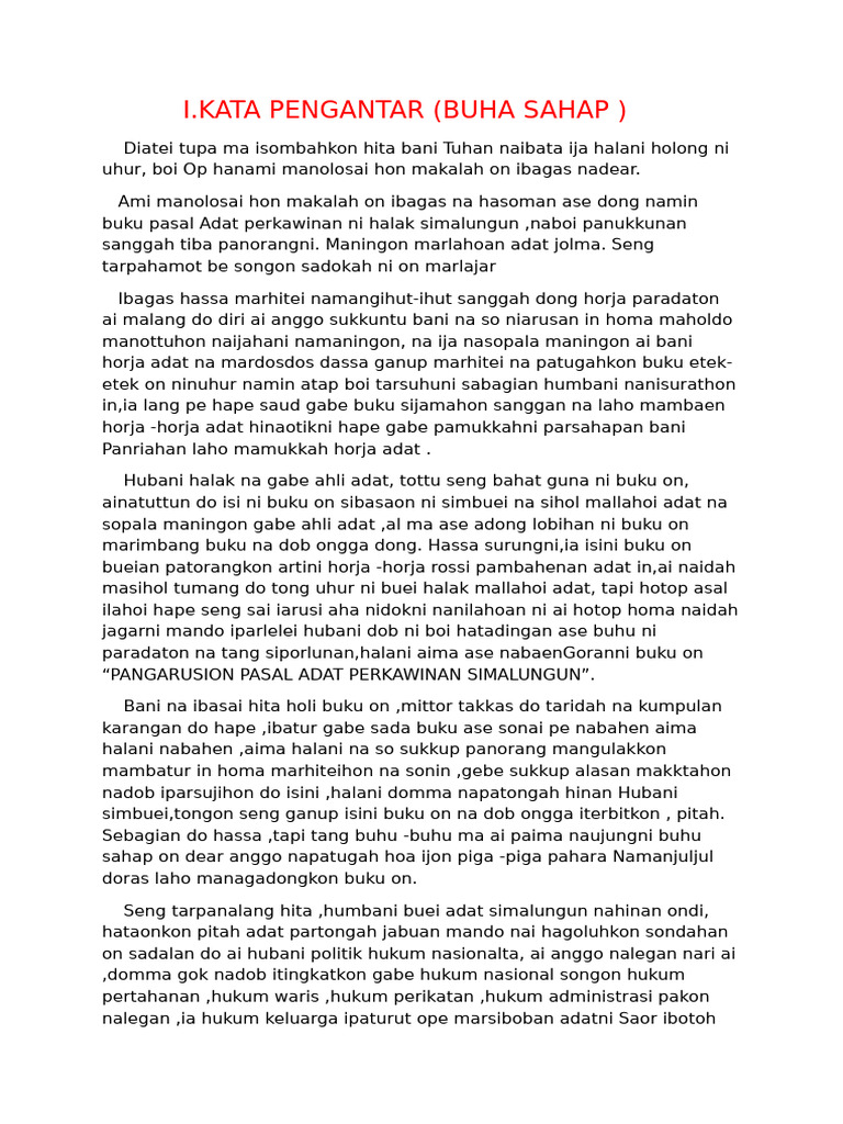I.Kata Pengantar (Buha Sahap) | PDF