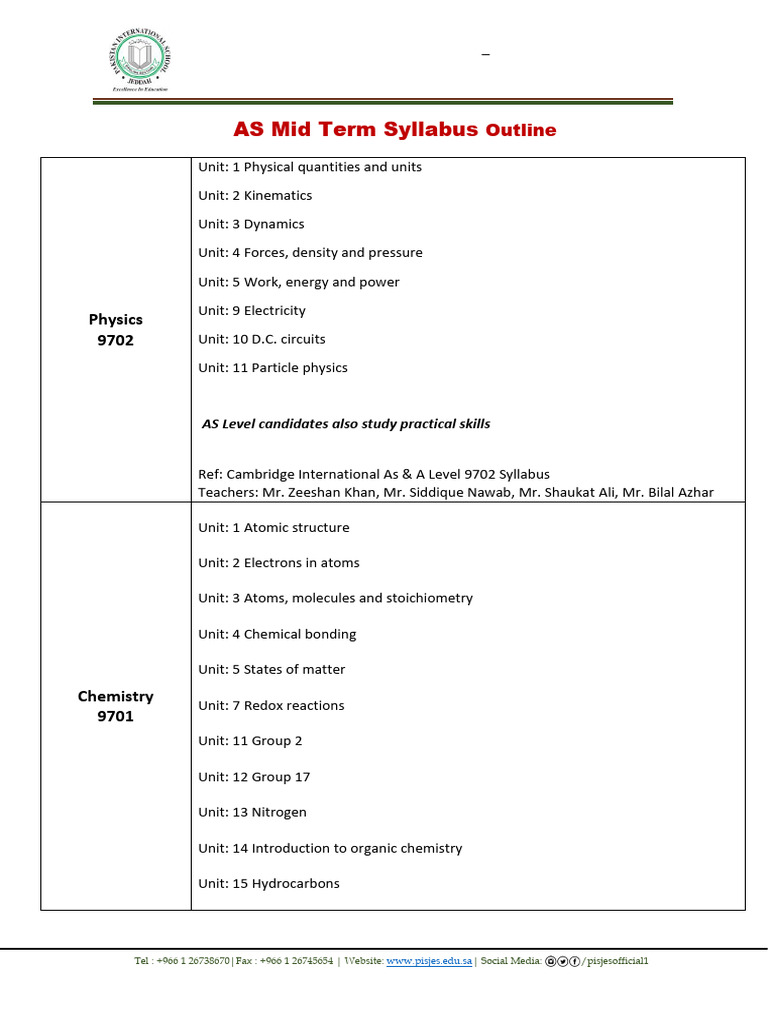 AS Syllabus Outline | PDF
