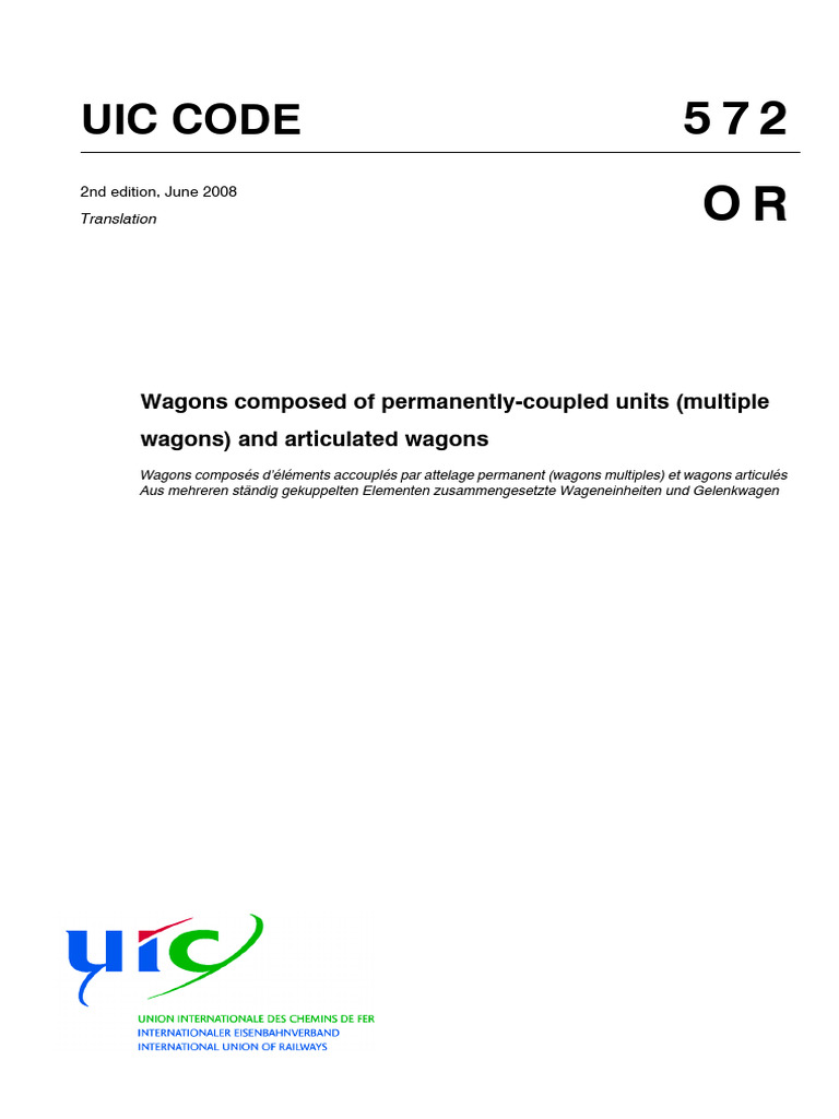 Uic Code: Wagons Composed of Permanently-Coupled Units (Multiple Wagons) and Articulated Wagons ...