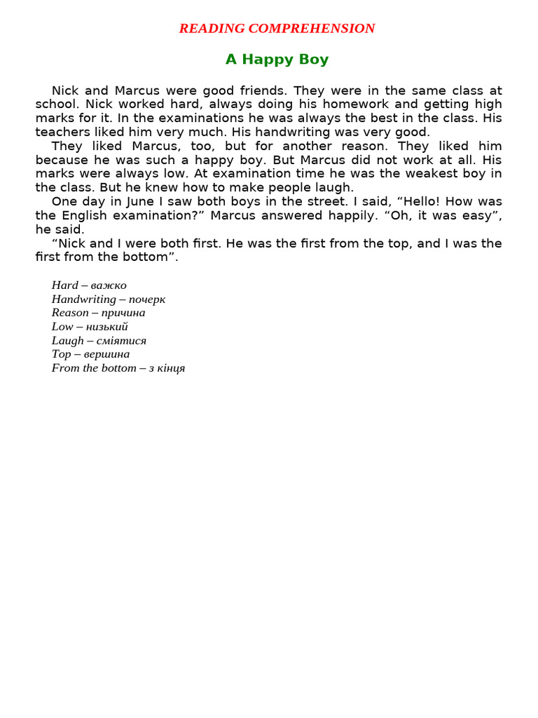 READING COMPR Form 6 | PDF