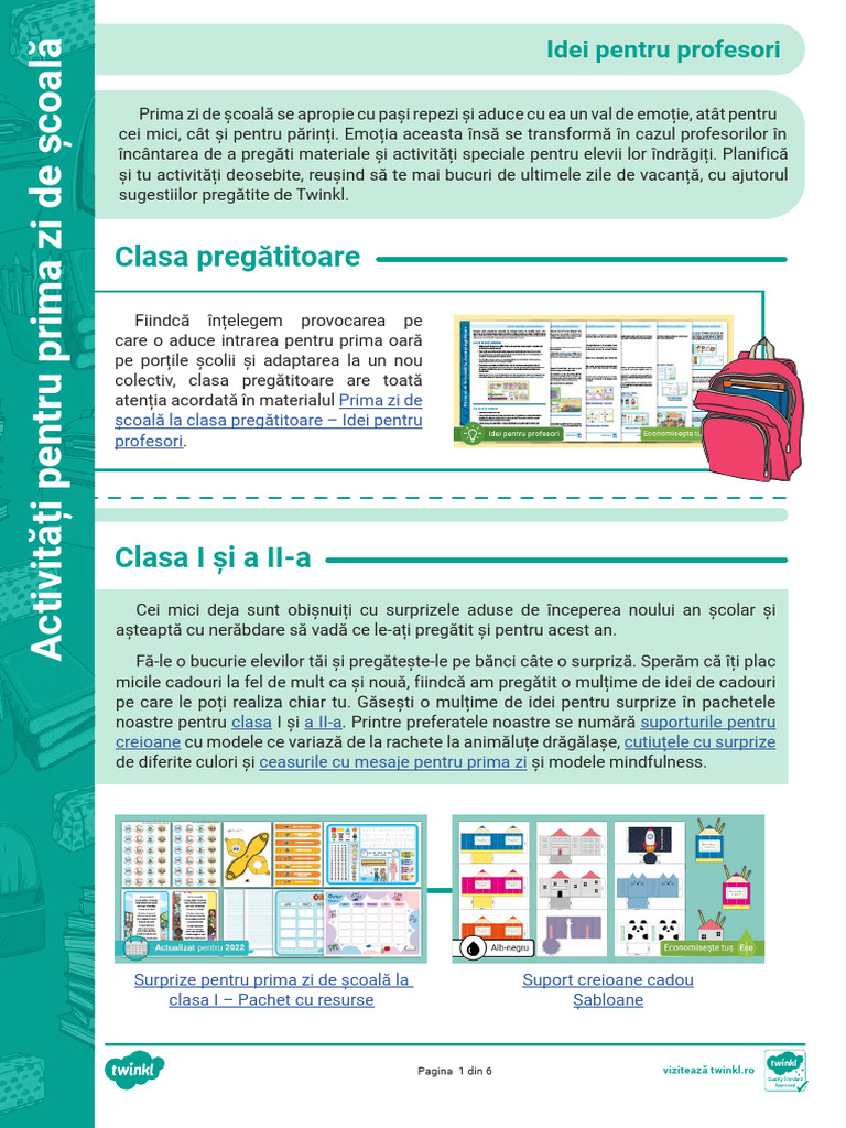 Ro1 T 1661243934 Gratuit Activitati Pentru Prima Zi de Scoala Idei ...