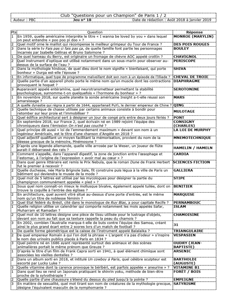 QUESTIONNAIRE 18 PBC | PDF