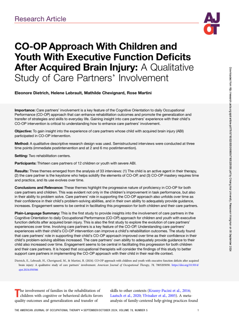 CO-OP Approach With Children and Youth With Executive Function Deficits ...