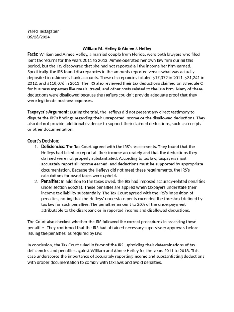 William M. Hefley & Aimee J. Hefley Facts | PDF