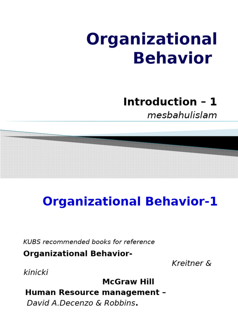 Organizational Behavior: Introduction - 1 | PDF