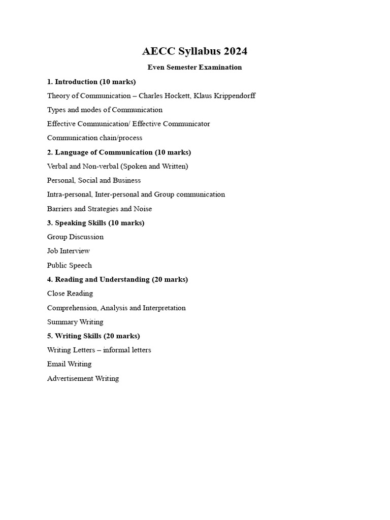 AECC Syllabus 2024 | PDF