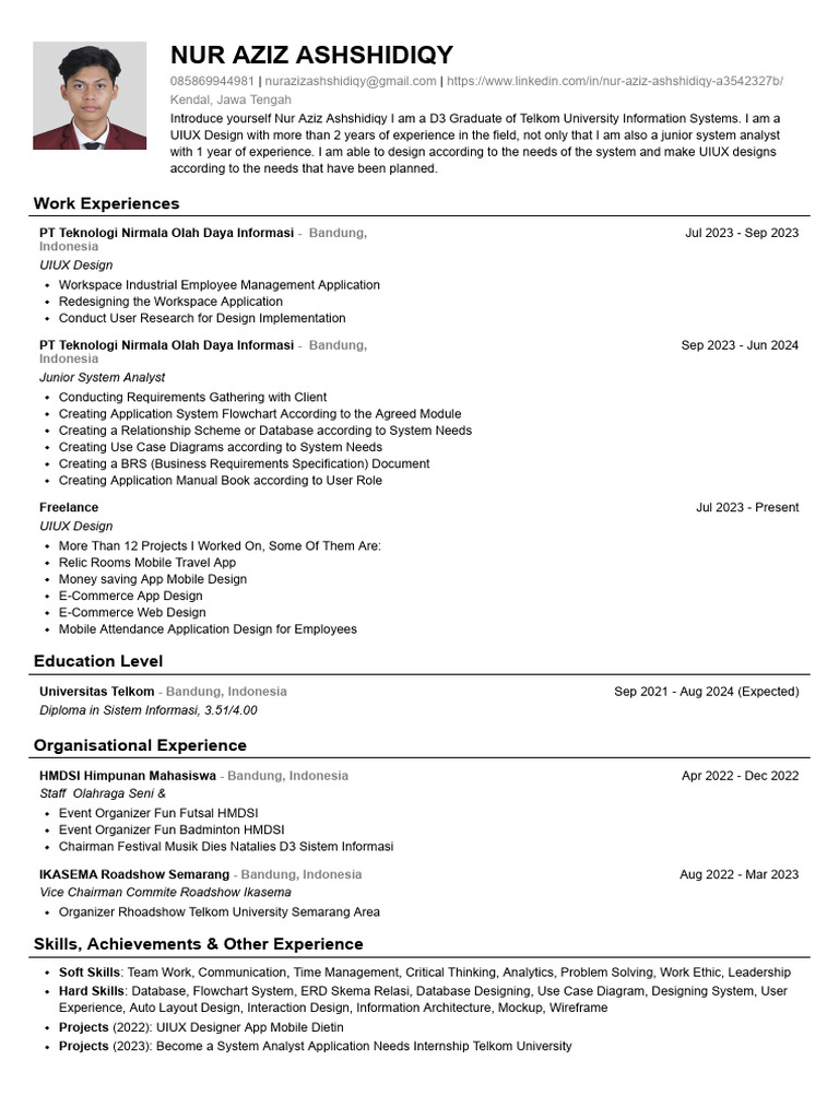 Nur Aziz Ashshidiqy - English - CV | PDF