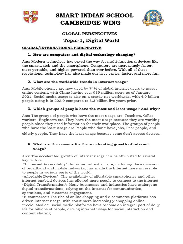 Digital World Research Questions Answers | PDF