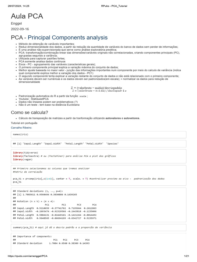 RPubs - PCA - Tutorial | PDF