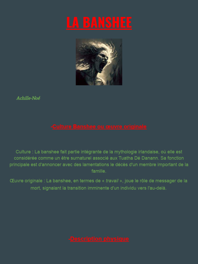 LA BANSHEE-Achille, Noé | PDF