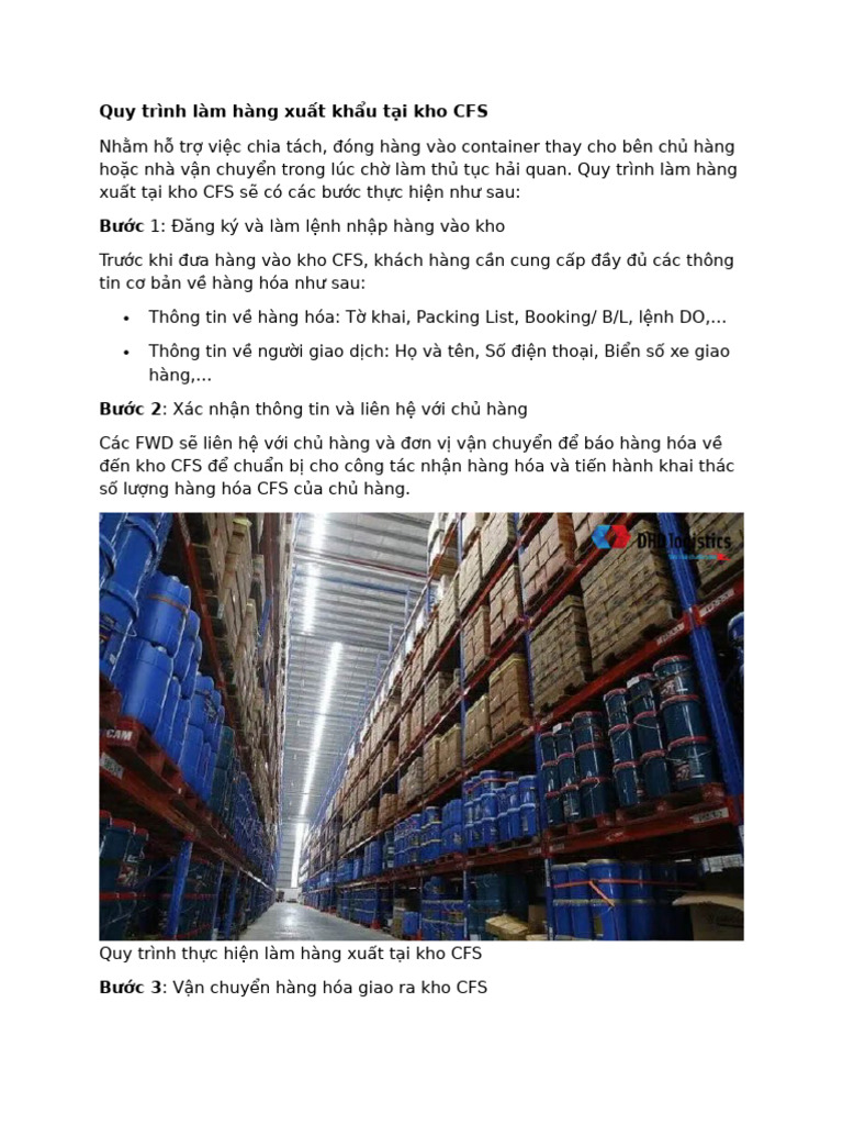 Quy Trình T I Kho CFS | PDF