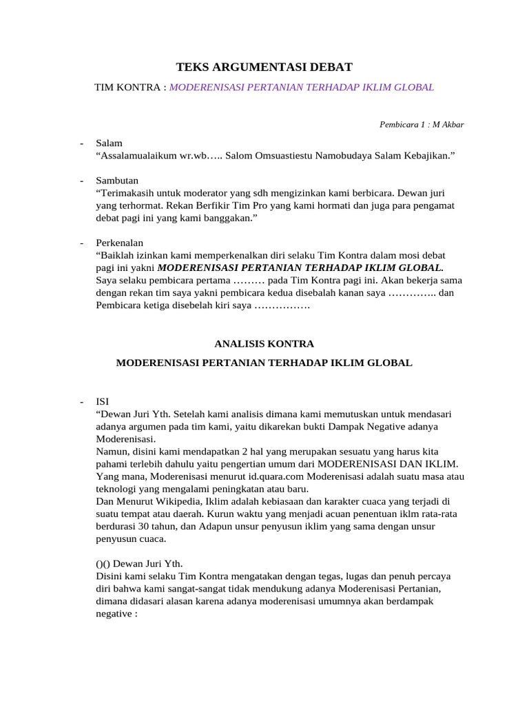 Teks Argumentasi Debat | PDF