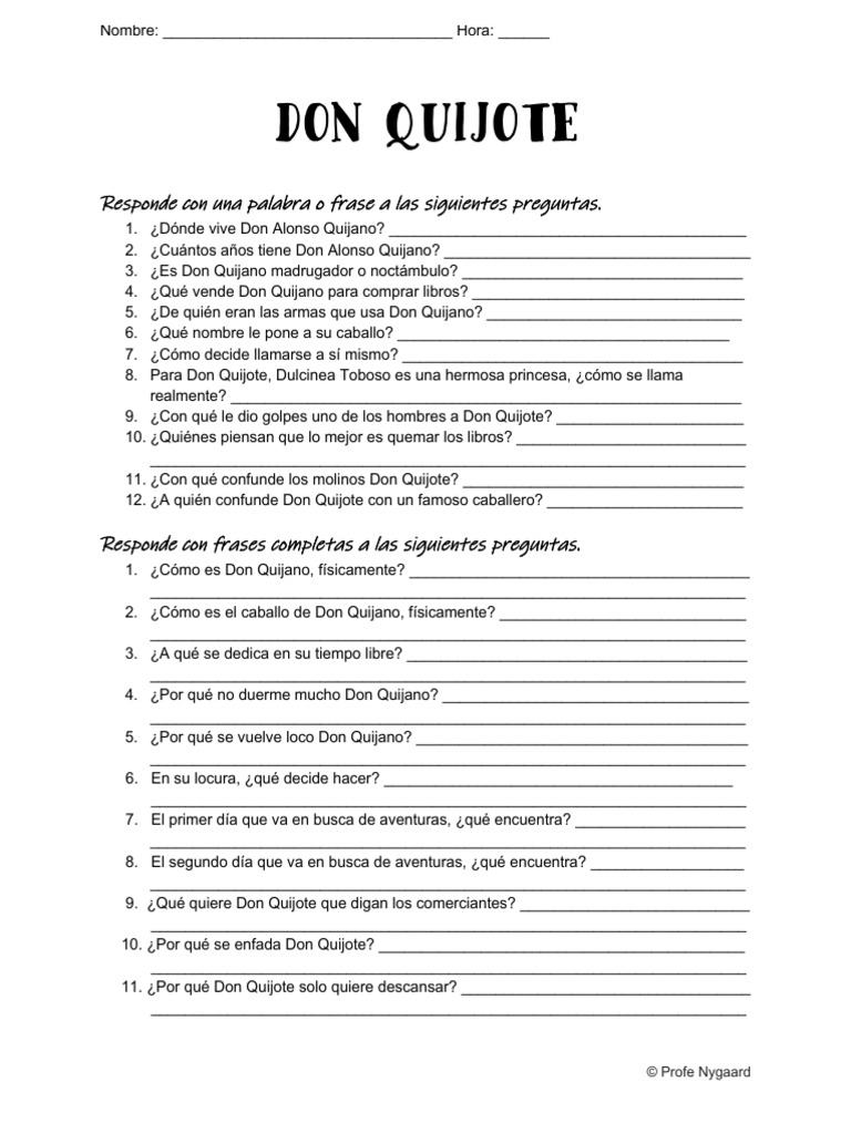Las Preguntas para Don Quijote | PDF