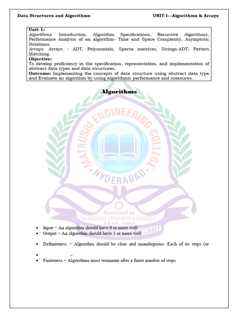 Unit 1 DSA | PDF
